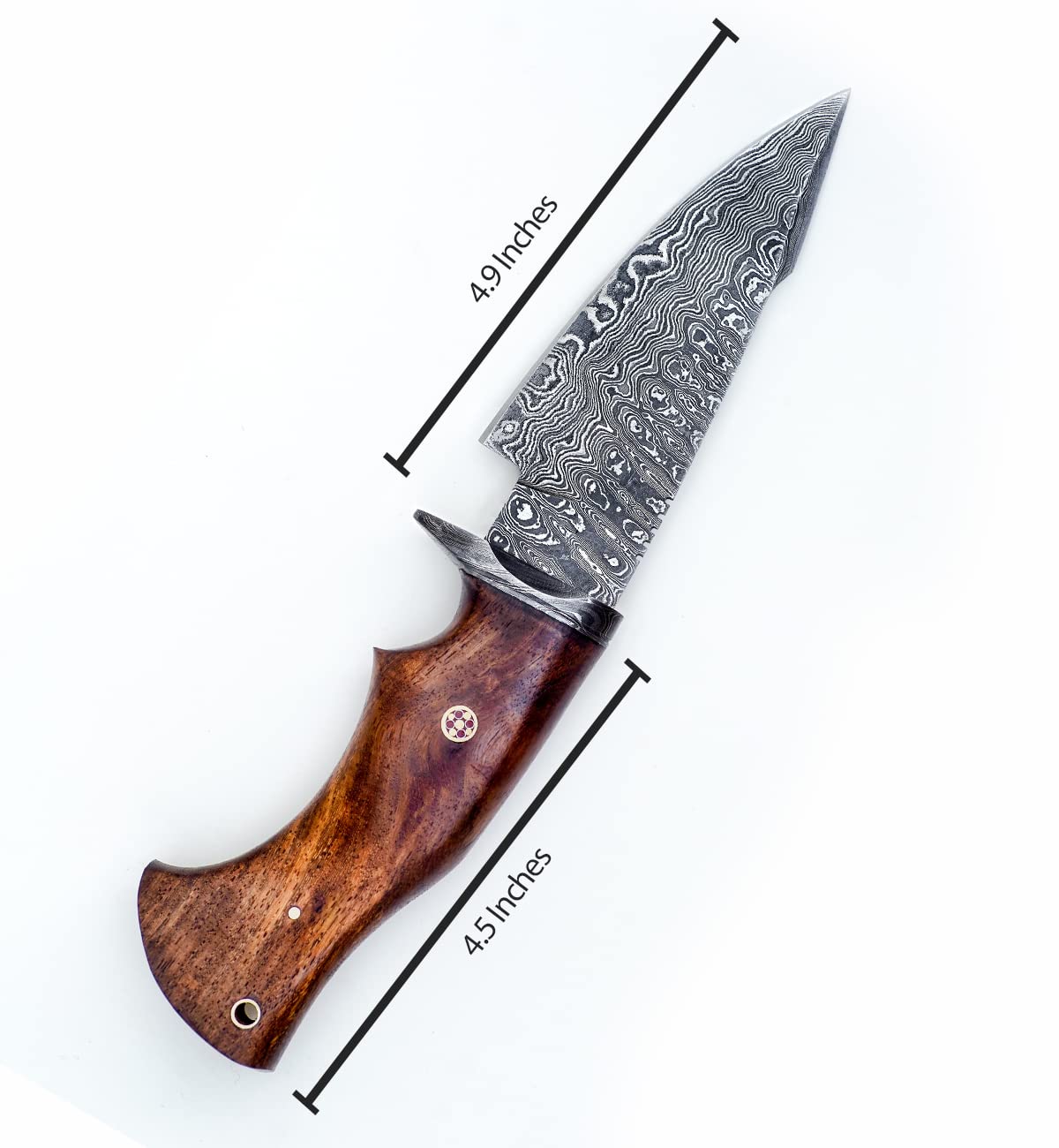 Hunting Knife 10-Inch Handmade Damascus knife & Blade Sharpener | Fixed Blade Knife with Sheath | Survival Knife with Non-Slip Walnut wood Handle | Tactical knife for self defense