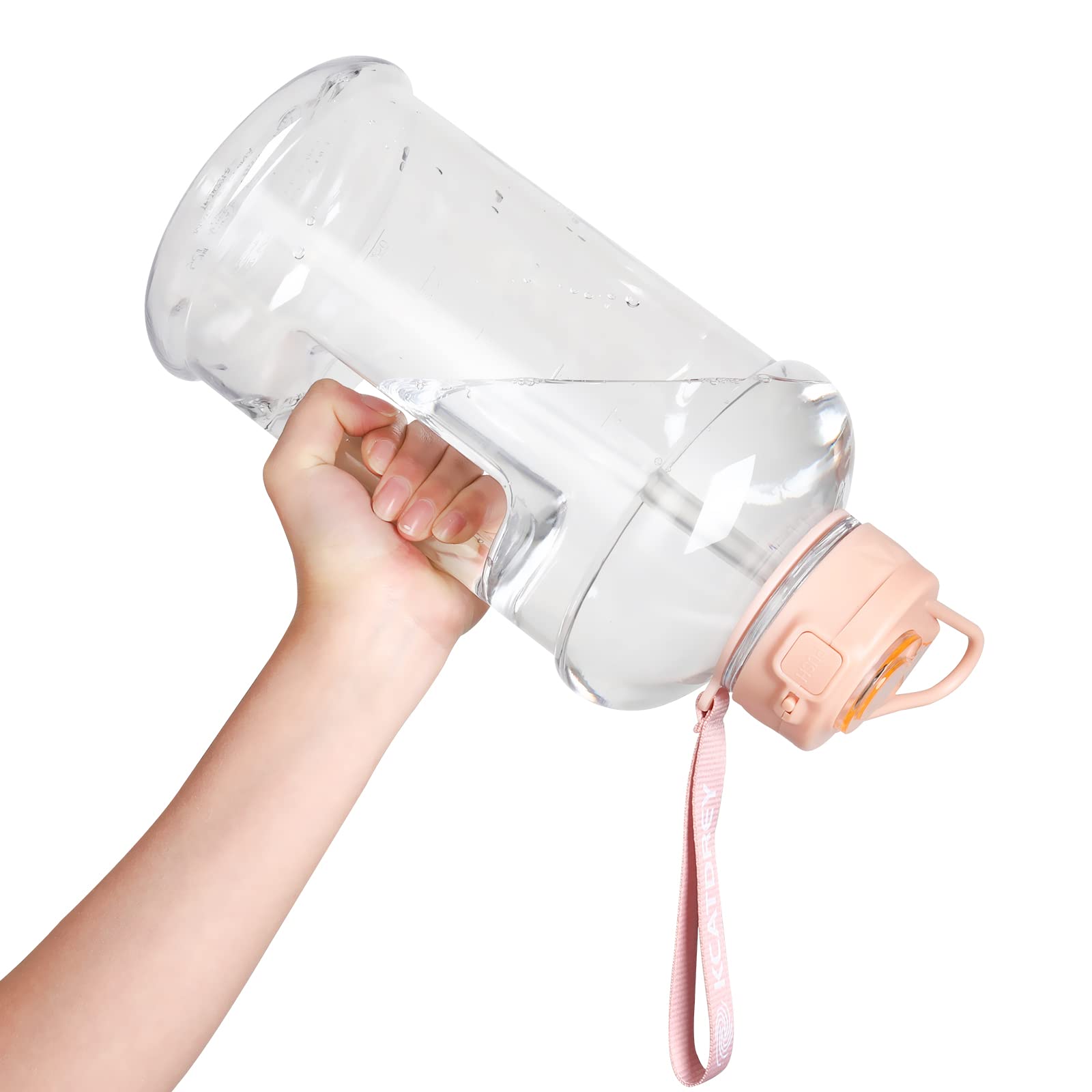 KCATDREY Half Gallon Water Bottle with Straw and Sleeve 74oz /2.2L Leakproof Big Reusable Water Jug with Handle, Suitable for Workout Gym Sports Outdoor