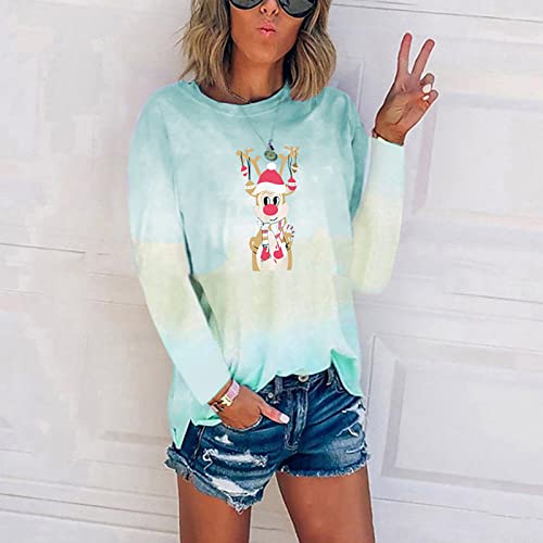 Lmzaren Women Fashion Comfortable Tops Padded Fall and Winter Crew Neck Pullover Long Sleeve Loose Sweatshirt Sweatwear