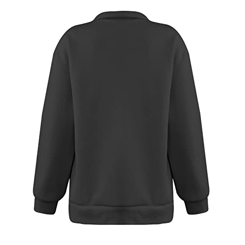 Lmzaren Womens Fashion Padded Sweatwear Solid Color Fall and Winter 1/4 Zipper Sweatshirt Casual Loose Tops Pullover