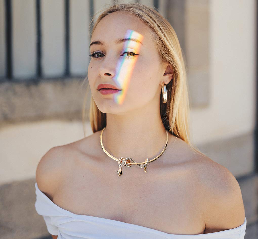 Hen night Personality necklace crystal small snake winding shape necklace