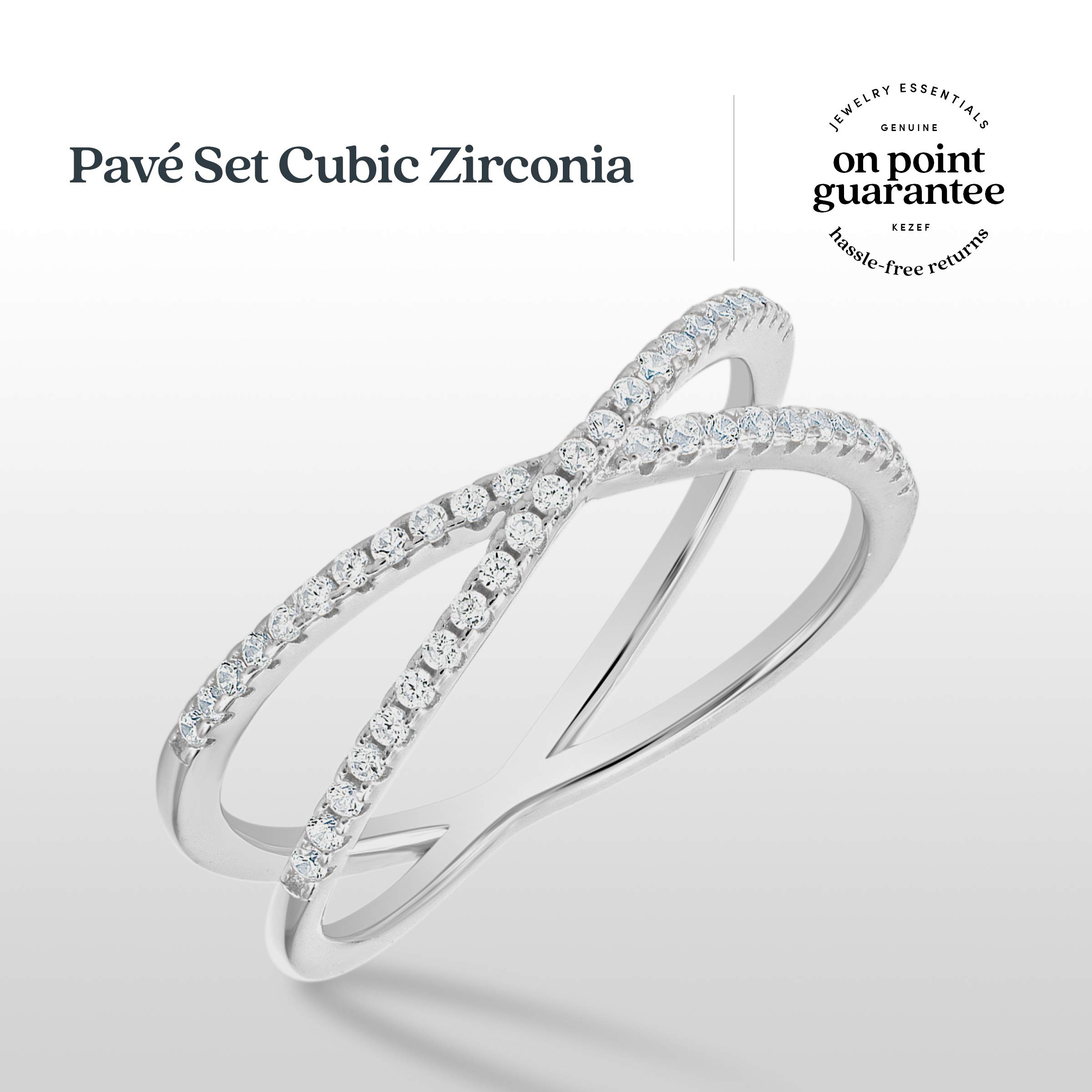 KEZEF 14K Gold Plated Criss Cross Ring Cubic Zirconia Infinity X Ring for Women