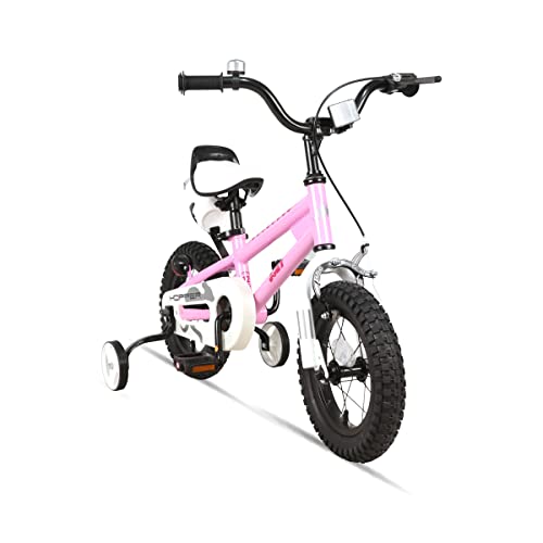 Joey Hopper Kids Bicycle with Training Wheels Pink 12 inch with Tire to Tire
