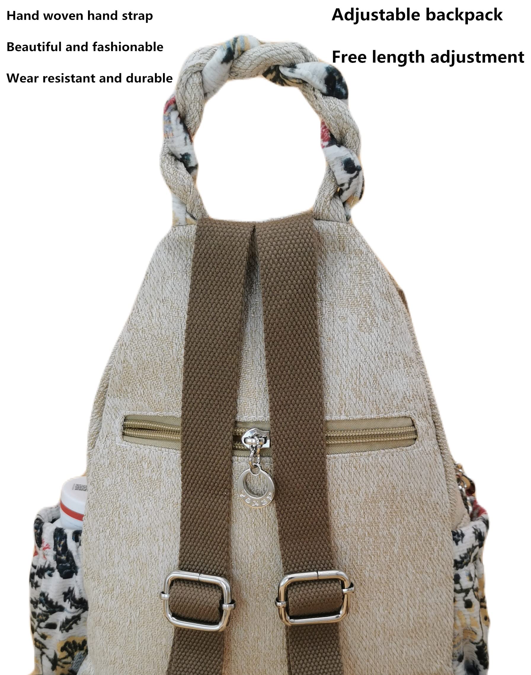 HUANGGUOSHU Backpack Purse for Women - Boho Style Small Convertible Sling Bag with Woven and Mushroom Design - Perfect Mini Backpack for Fashionable Hippie Ladies Cat
