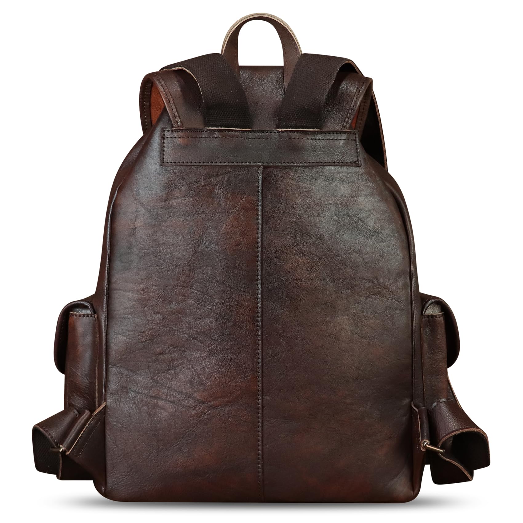 IVTG Genuine Leather Backpack Vintage Handmade High Capacity Leather Rucksack Casual Daypack Retro Knapsack Purse (Coffee)