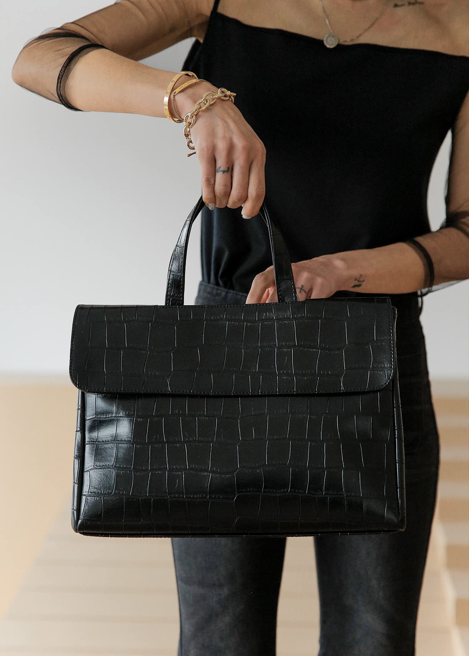 KWANI Wani Shoulder Tote Bags for Women and Ladies (Small, Black)