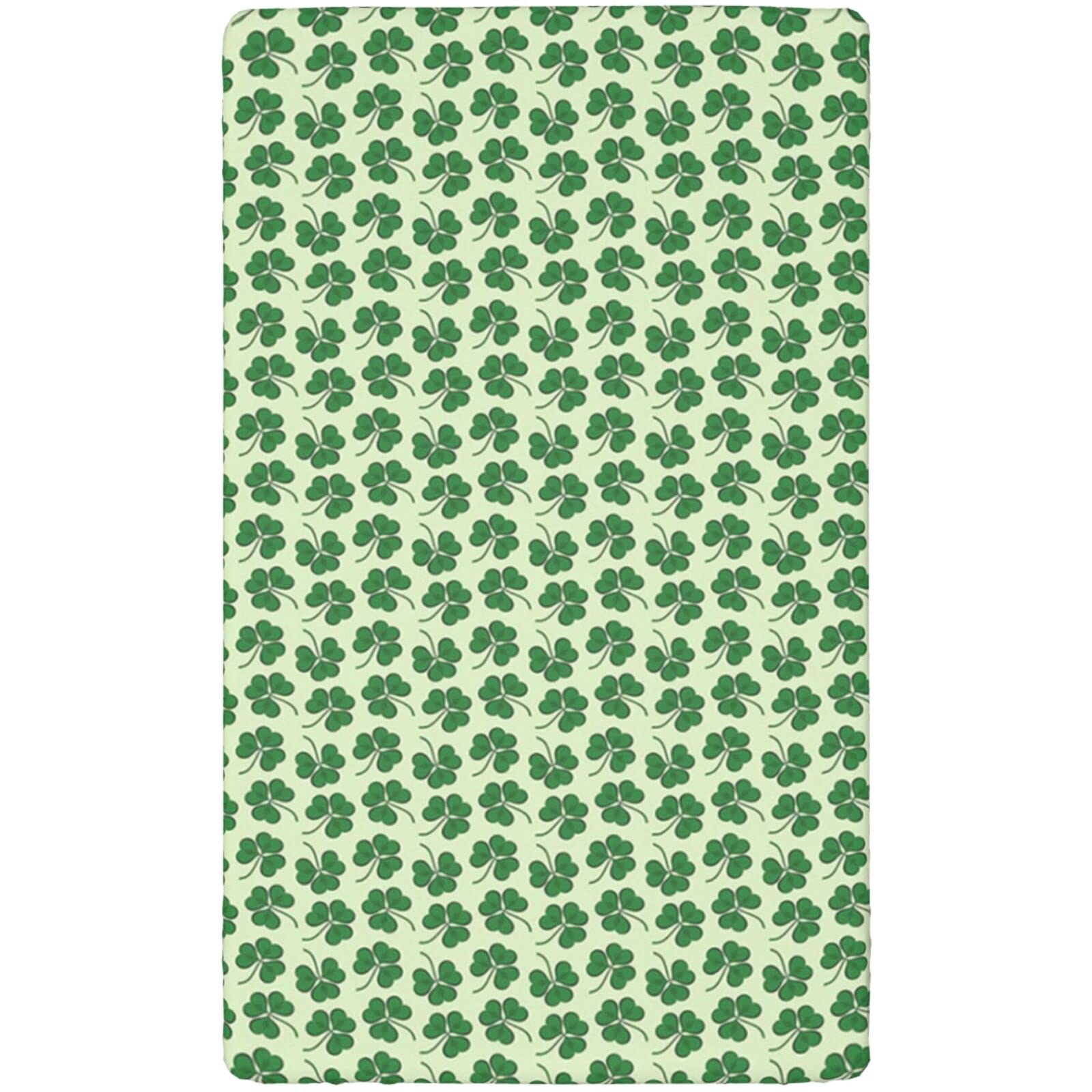 St Patrick's Day Themed Fitted Crib Sheet,Standard Crib Mattress Fitted Sheet Toddler Bed Mattress Sheets-Crib Mattress Sheet or Toddler Bed Sheet,28“ x52“,Green and Pastel Green