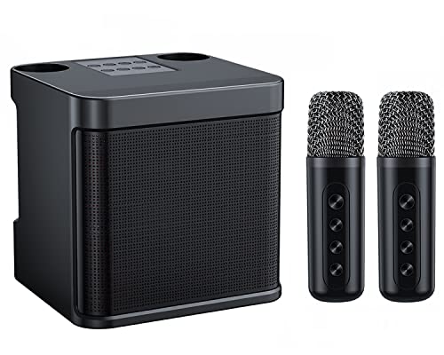 Karaoke Machine with Two Wireless Microphones, Portable Bluetooth Speaker Karaoke Sining Machines for Adults, Kids, Karoke PA System, with Echo and Vocal Cut, Supports TF/USB, AUX in,for Home Party