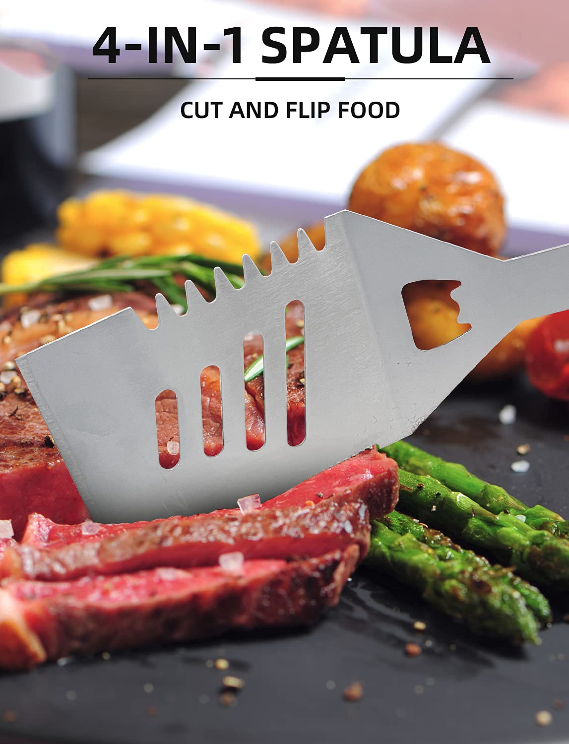 Grilljoy Heavy Duty Grill Accessories, 22Pcs Extra Thick Stainless Steel Grill Tools Set with Portable Case for Camping Backyard Barbecue - Perfect Grilling Set for Men & Women