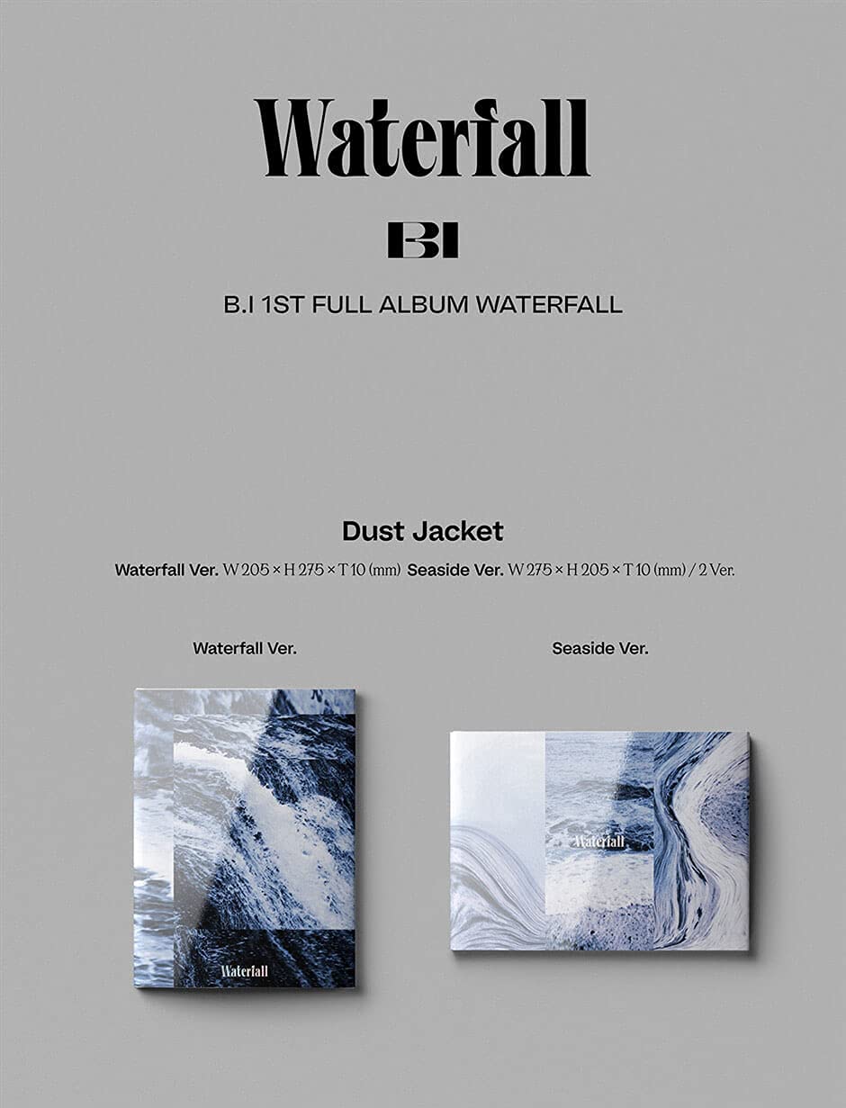 iKON B.I Waterfall 1st Full Album Waterfall Version CD+1p Folding Poster On Pack+96p PhotoBook+3p Postcard+1p Selfie PhotoCard+1p Sticker+1p Secret Letter+Tracking