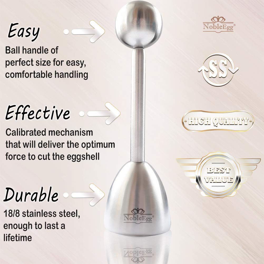 NobleEgg Egg Cups and Spoons Set for Soft Boiled Eggs | Bundle of 2 sets with Egg Topper Cutter (May ship separately)