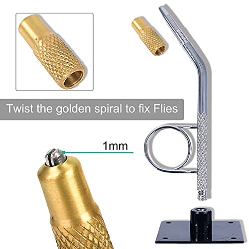 JEROME Portable Fly Tying Vise with Base Rotary C-Clamp Fish Tackle Kit Travel Alloy Fly Fishing Tackles Hook Binding Tool, Silver&black&gold