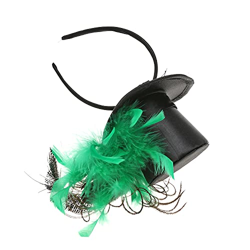 LATIMOON Mini Top Hat Fascinator Headband Peacock Feather Top Hat for Derby Tea Party