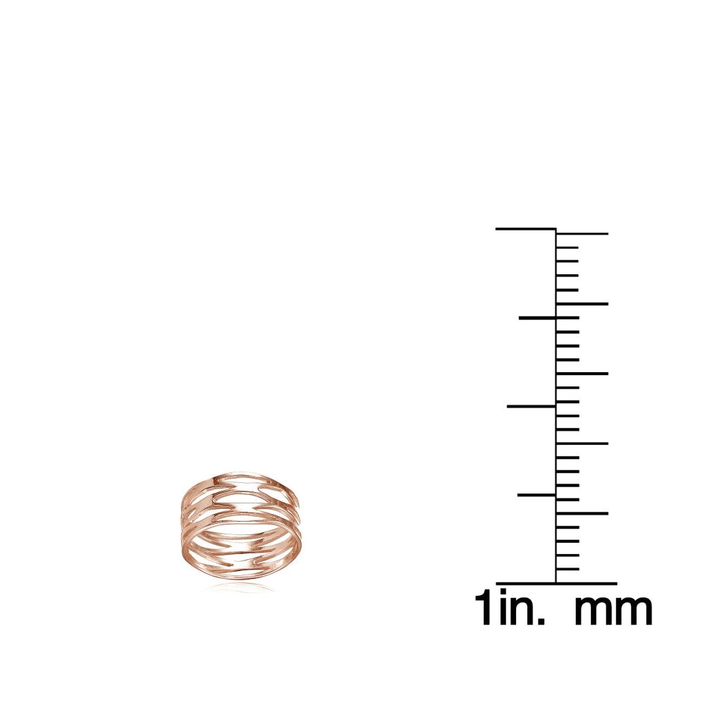 Hoops & Loops Rose Gold Flashed Sterling Silver High Polished Multi Wrap Band Ring, Size 8