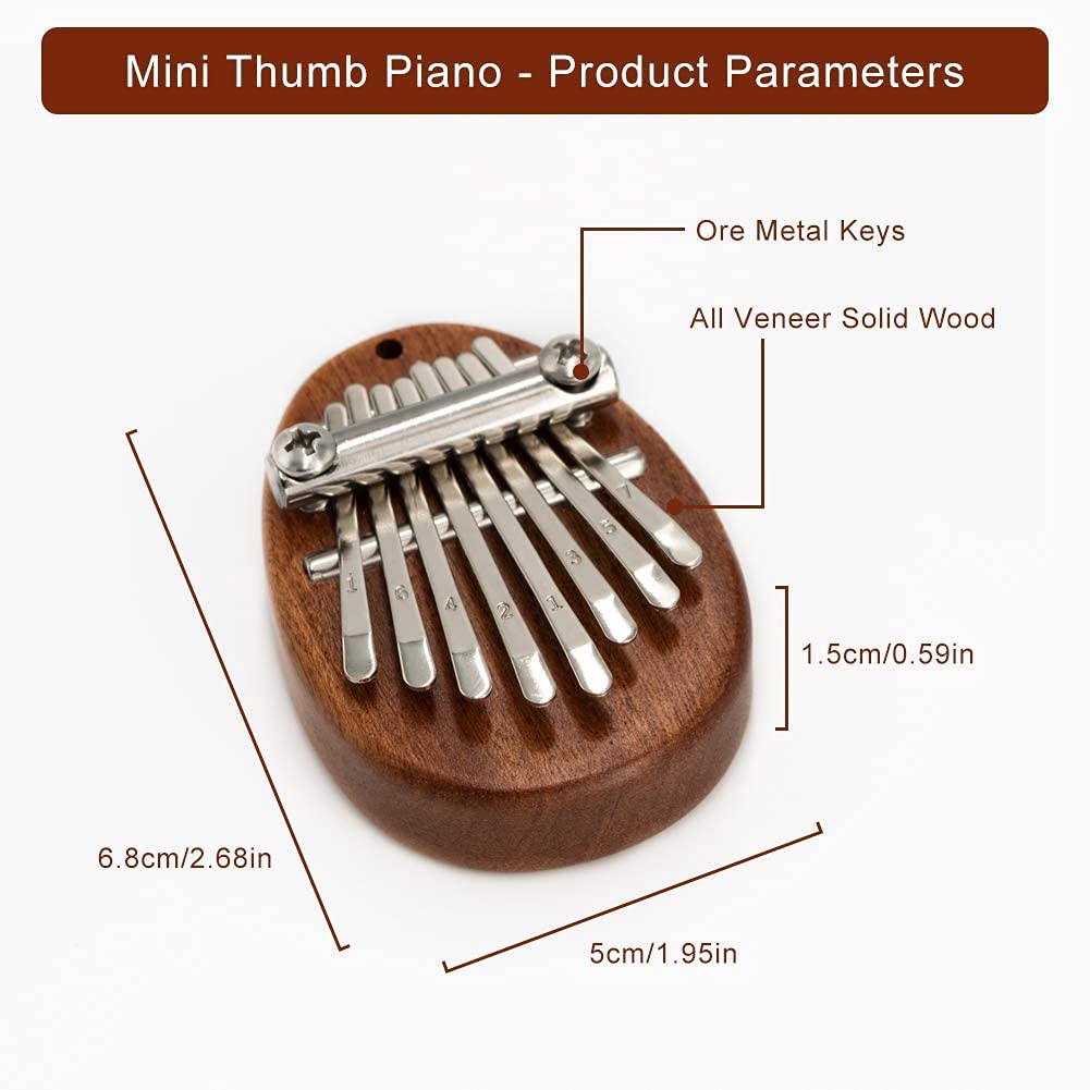 ILamourCar 8 Key Mini Kalimba exquisite Finger Thumb Piano Marimba Musical good accessory Pendant Gift for Kids Adult Beginners Professional.