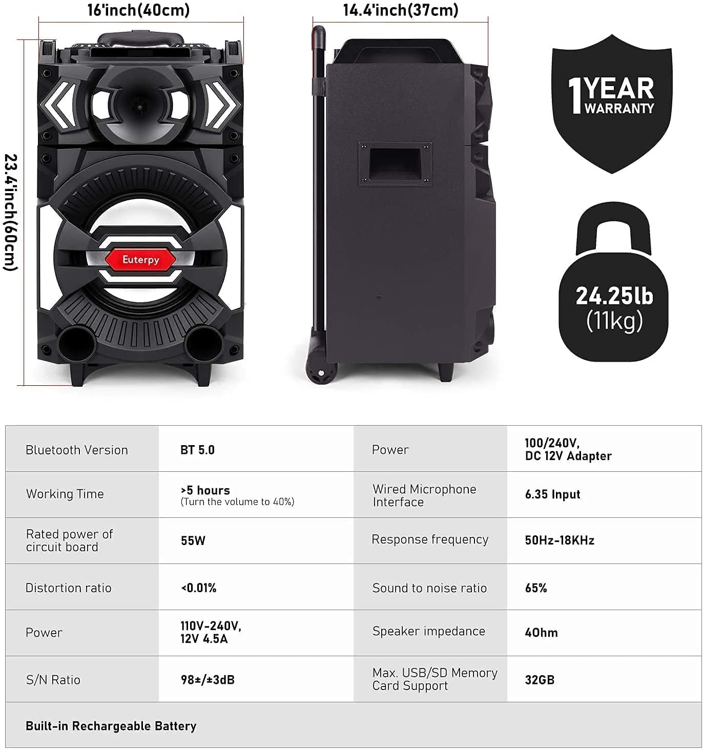 Karaoke Machine for Adults, Portable PA System Bluetooth Speaker with 10'' Subwoofer, 2 Wireless Microphones+DJ Light+iPad Stand, for Home Karaoke Singing, Party, Meeting, Class and Church