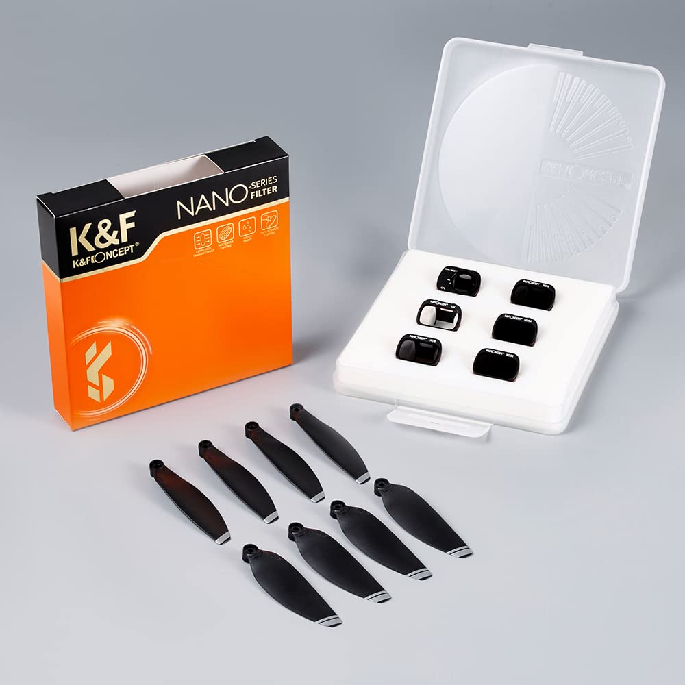 K&F Concept Mini/Mini 2 Drone Filters Kit (6 Pack), for DJI Mavic Mini 2 / Mini SE/Mini 2 SE Drone, CPL, UV, ND8, ND16, ND32, ND64 + Propellers Blades Accessories (Aluminum Version)