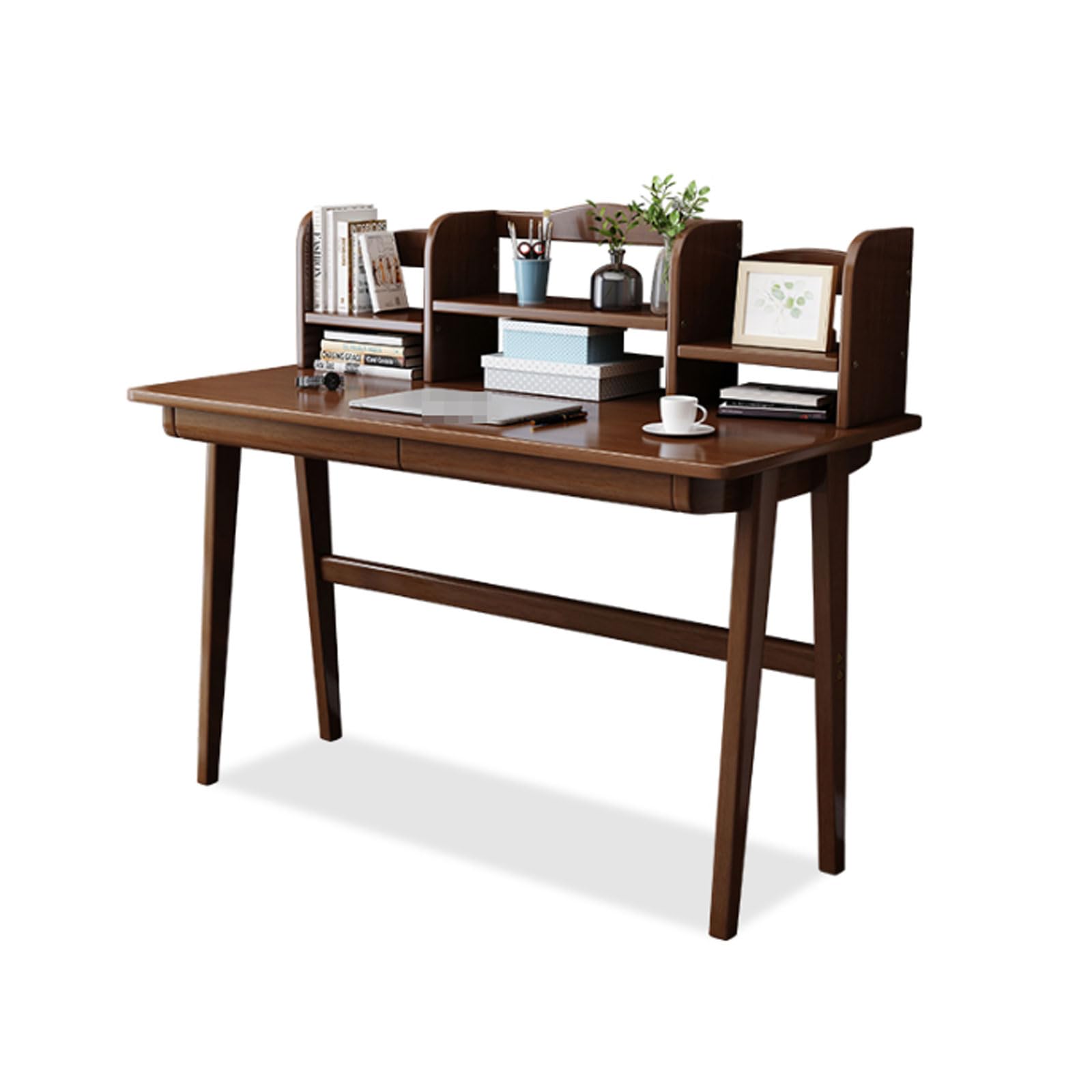 JITEM Computer Desk W/Bookshelf Wooden Home Office Writing Desk Modern Makeup Vanity Desk Workstation Laptop Table for Bedroom