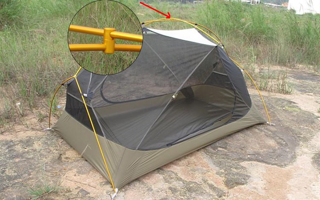 Kloware 360 Degree Gold Aluminum Alloy Camping Tent Pole Crossover Clamp Buckle 7mm