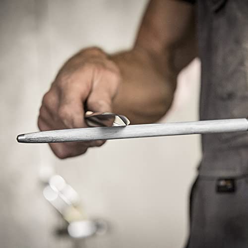 SIHUUU Carbon Steel Black Knife Sharpening Steel with Hanging Holes,10 Inch