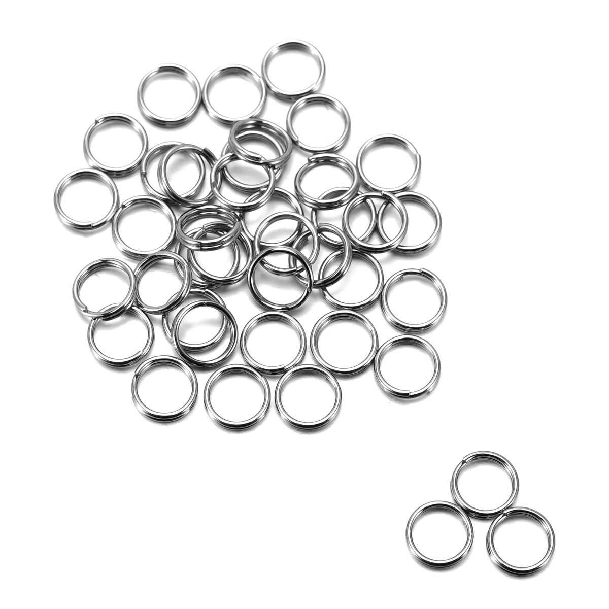 Housweety 500 Silver Tone Stainless Steel Split Rings 7mm(1/4")