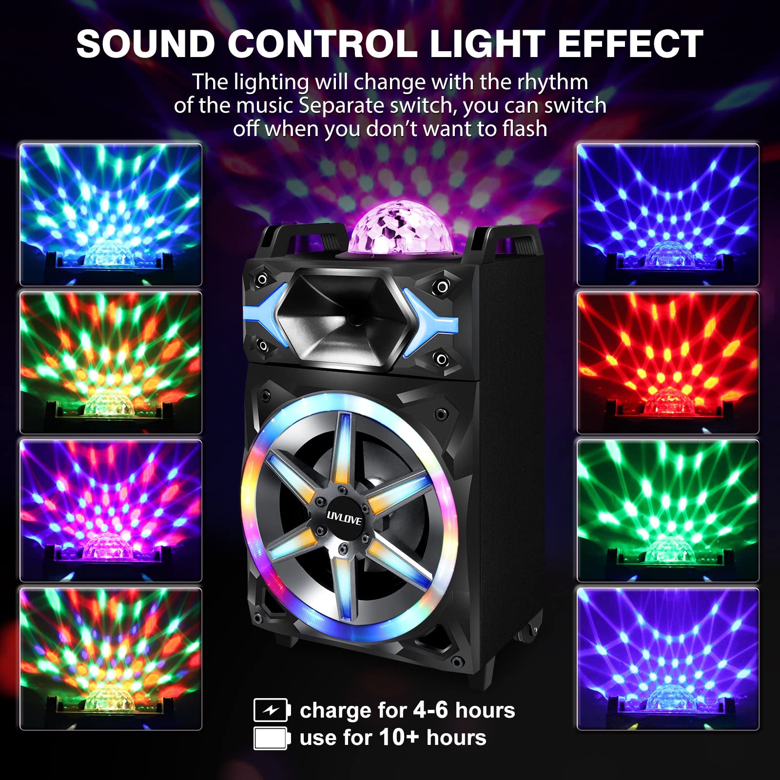 Karaoke Machine for Adults, 700W Peak Power Bluetooth 5.0 Karaoke System-PA Stereo with 10" Subwoofer, Multi-Function Speaker with 3 Microphones and 1 Stand,Panel Light Ring & Light Ball
