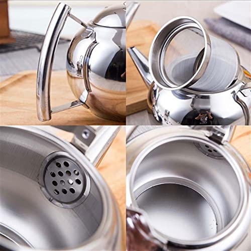 Tea kettle, Whistling Tea Kettle Stove Top, Stainless Steel Teakettle, Teapot with Cool Toch Ergonomic Handle and Infuser, Silver (Color : OneColor, Size : 1L)