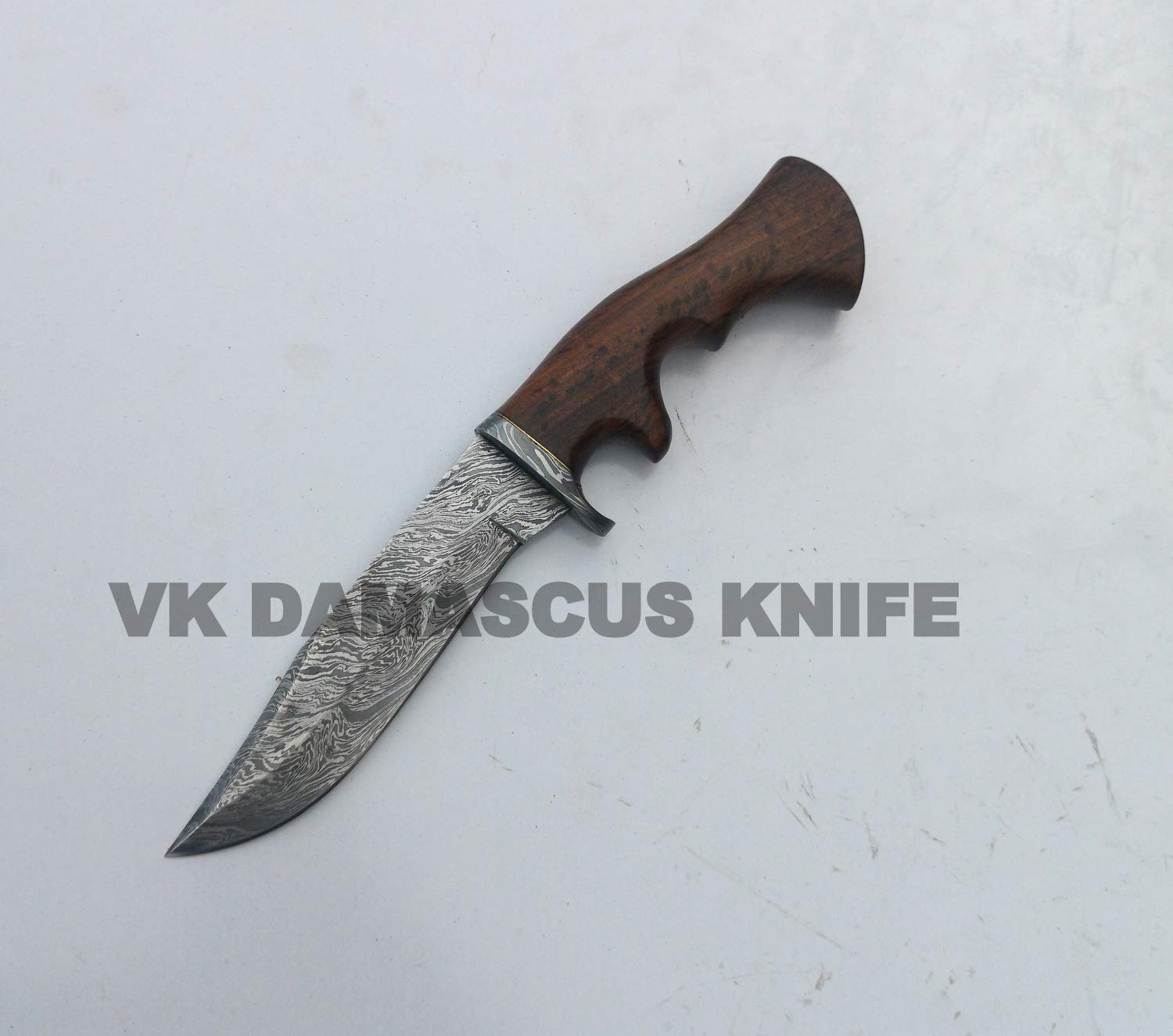 JNR Traders Damascus Steel Fixed Blade Hunting Knife with Leather Sheath - 2532