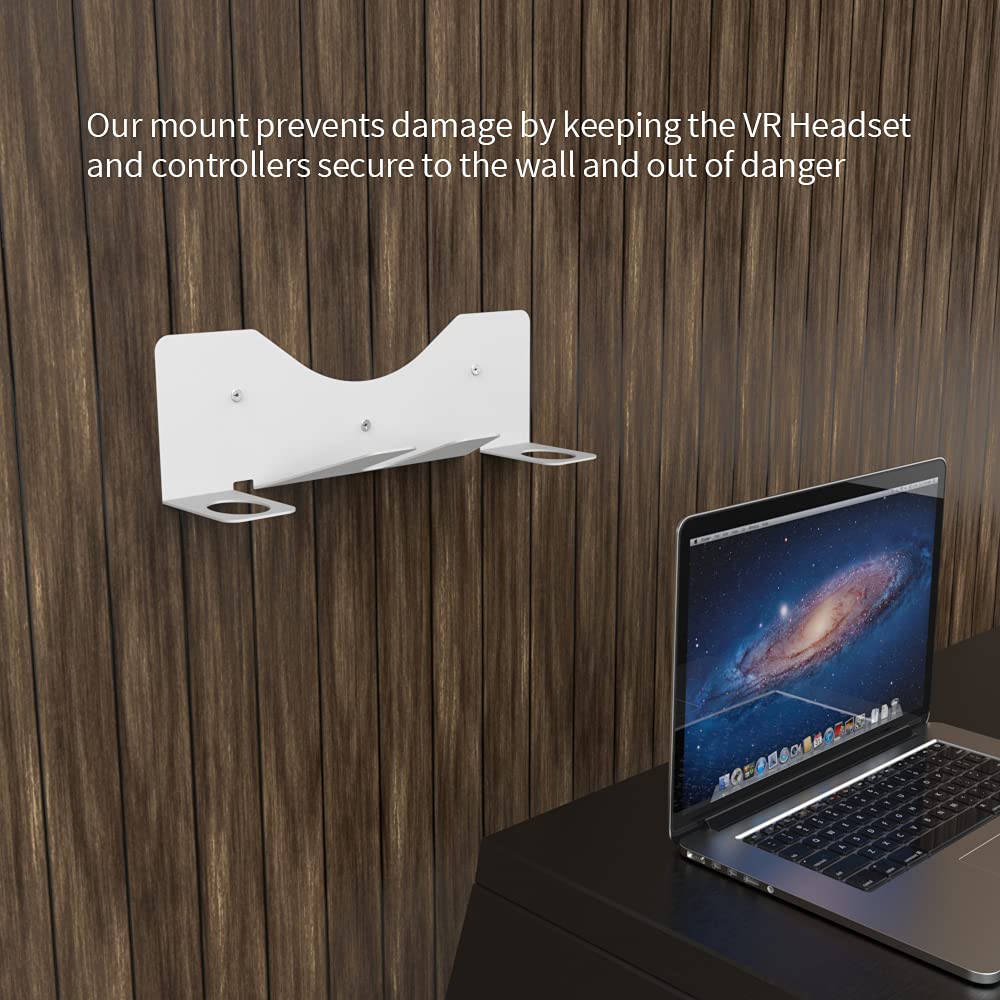 JDDWIN VR Headset Wall Mount Storage Stand Hook Compatible for Oculus Quest 2,Quest,Rift-S, HP Reverb G2, HTC Vive, Vive Pro,Valve Index,PS VR (White)
