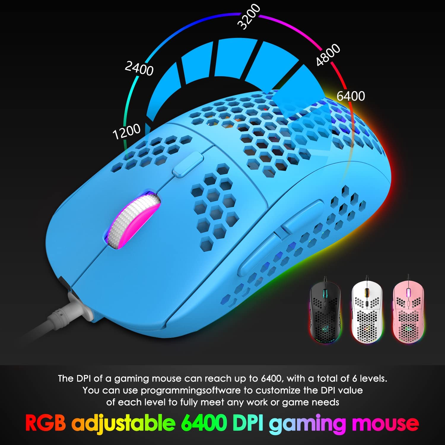 K65 Pro 60% Gaming Keyboard and Mouse Combo Small Mini RGB Backlight Mechanical Keyboard and Ultralight Honeycomb Optical Mouse,Mouse Pad Tactile Blue Switch Anti-Ghosting for Xbox,PS4,PC,Laptop(Blue)