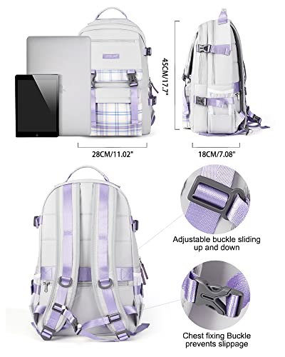 WONHOX Travel Backpack for Women Bundle, Carry On Backpack,Hiking Laptop Backpack Waterproof Outdoor Sports Rucksack Casual Daypack, Purple