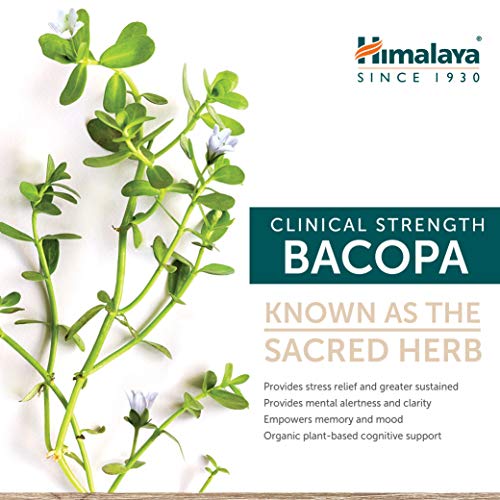 Himalaya Organic Bacopa Monnieri Nootropic Herbal Supplement, Supports Calm, Memory, Cognition, USDA Certified Organic, Non-GMO, 750 mg, 60 Plant-Based Caplets, 60 Day Supply