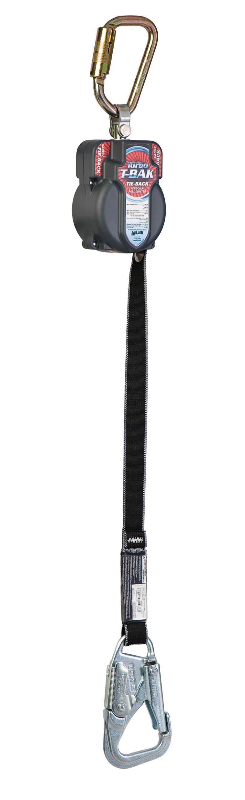 Honeywell MFLT-2/7.5FT Miller Turbo T-BAK Turbolite Tie-Back Personal Fall Limiter with A 17D-1 Steel Twist-Lock Carabiner