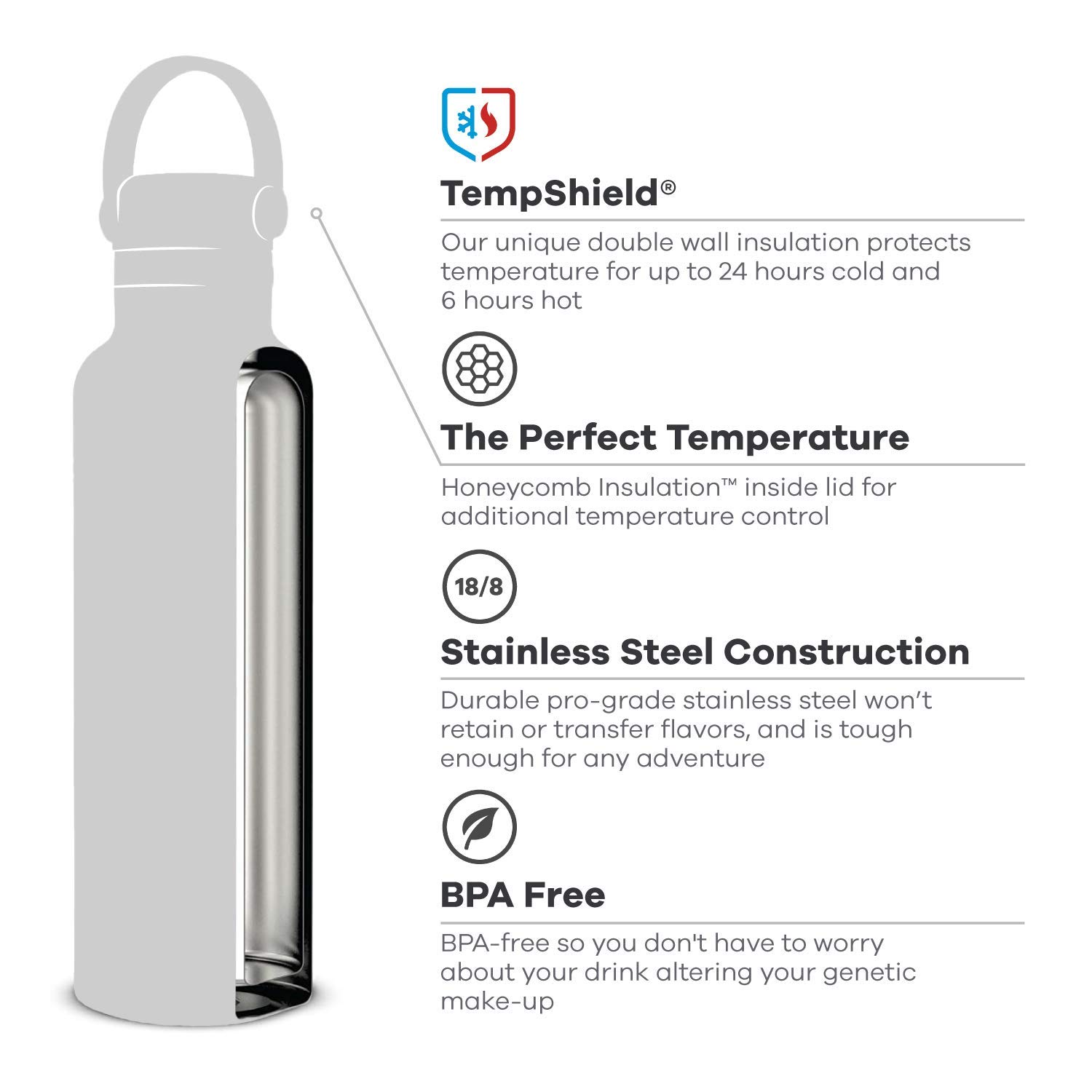 Hydro Flask Water Bottle - Standard Mouth Flex Lid - 24 oz, Spearmint