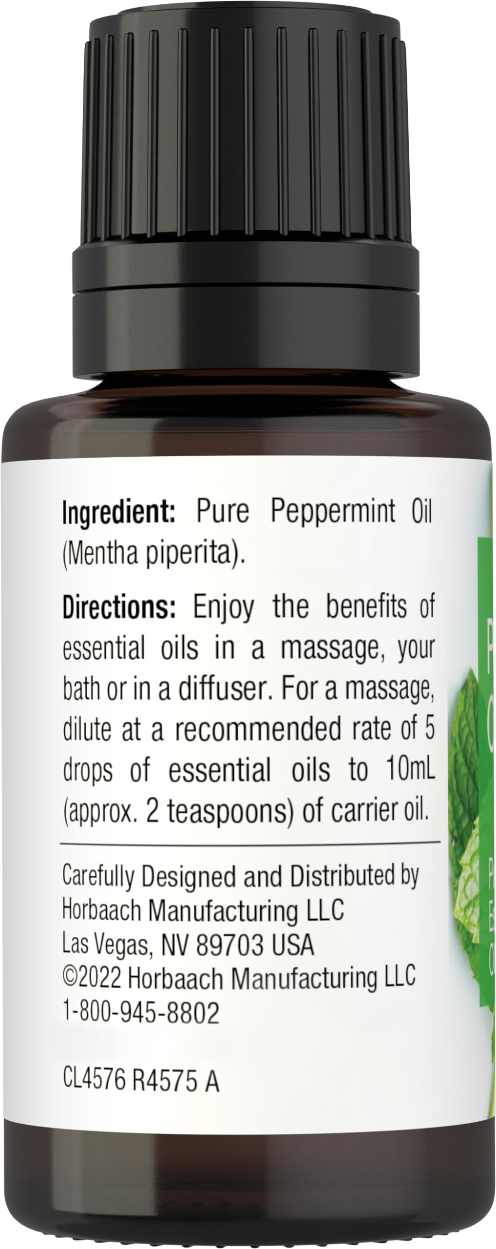 Horbäach Peppermint Essential Oil | .51 fl oz (15mL) | for Massage, Bath & Diffuser