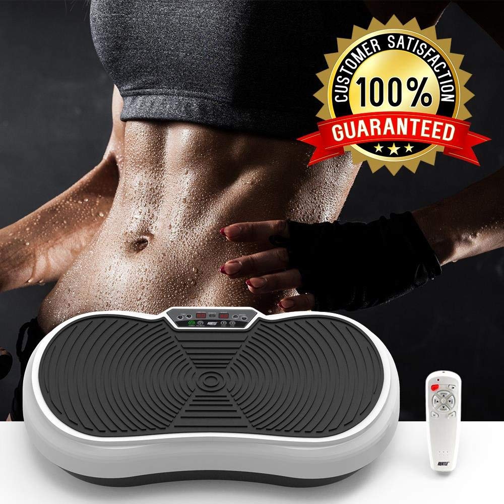 Hurtle Fitness Vibration Platform Workout Machine | Home Exercise Equipment | Vibration Plate | Balance Your Weight Workout Equipment Includes Remote Control & Balance Straps (Renewed)