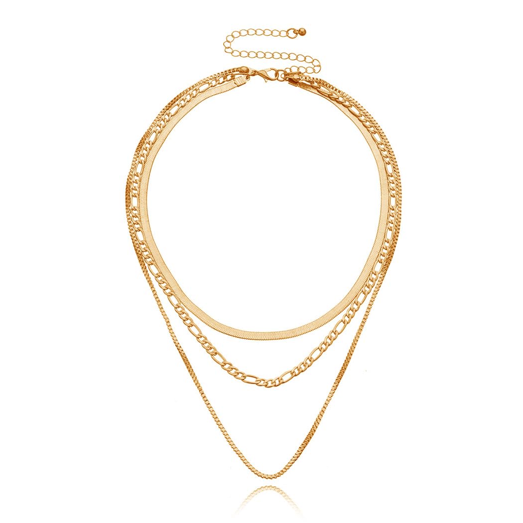 Jeairts Layered Herringbone Necklace Gold Snake Chain Choker Necklaces Dainty Necklace Jewelry for Women