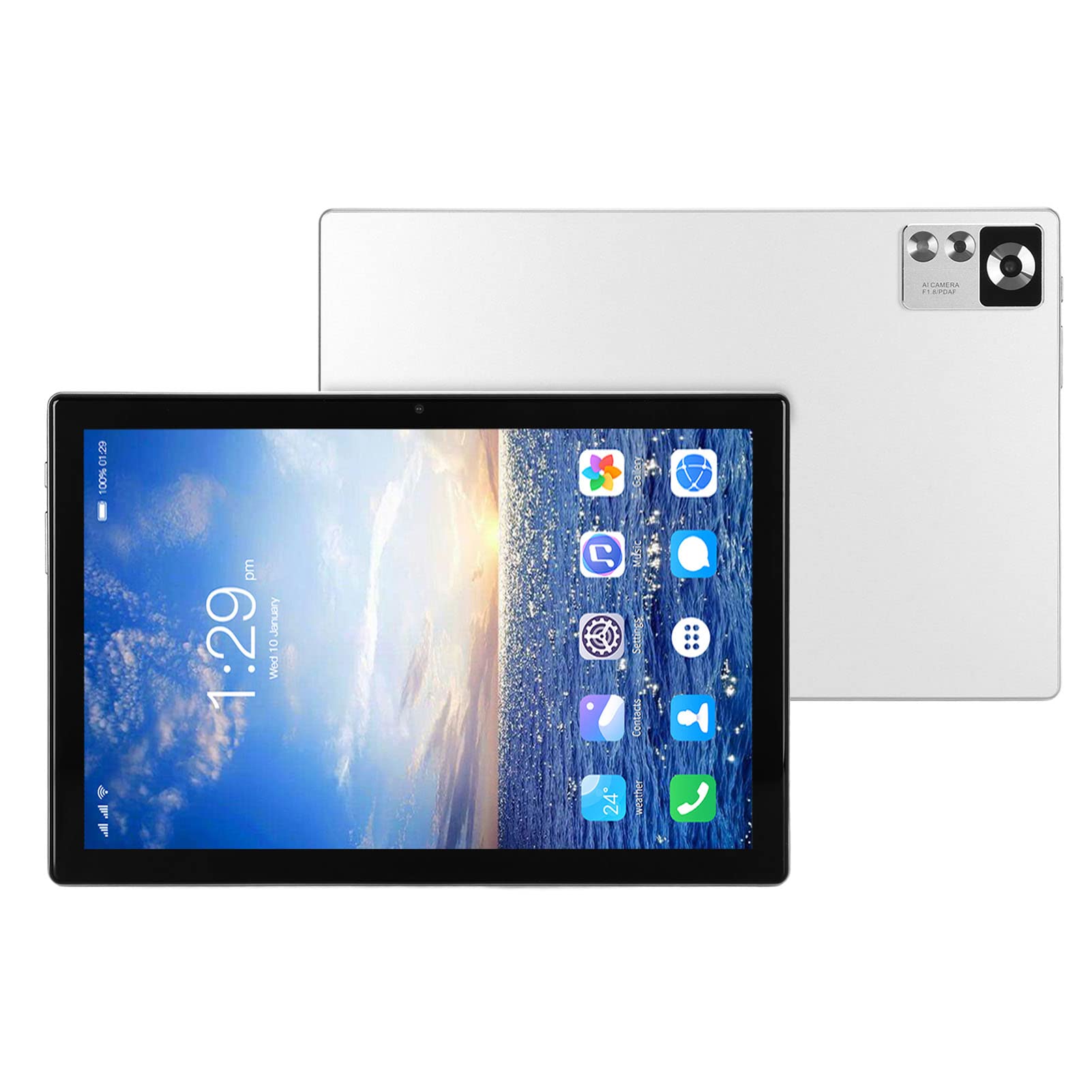 ICRPSTU HD Tablet, 10.1in FHD Octa Core CPU Gaming Tablet Dual Camera for School (US Plug)