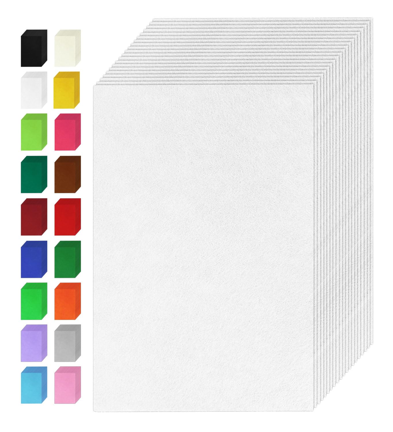 White Felt Fabric Sheets 20 Pcs 7" X 11", 1mm Thick Assorted Color Sewing Crafts Felt for DIY Patchwork Art Projects Party & Holiday Decoration