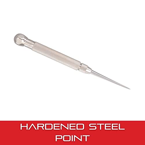 Starrett Steel Pocket Scriber with Hexagon Shape Head - 2-7/8" (72mm) Point Length, 3/8" (9.5mm) Handle Diameter, Knurled and Nickel-Plated Handle - 70B