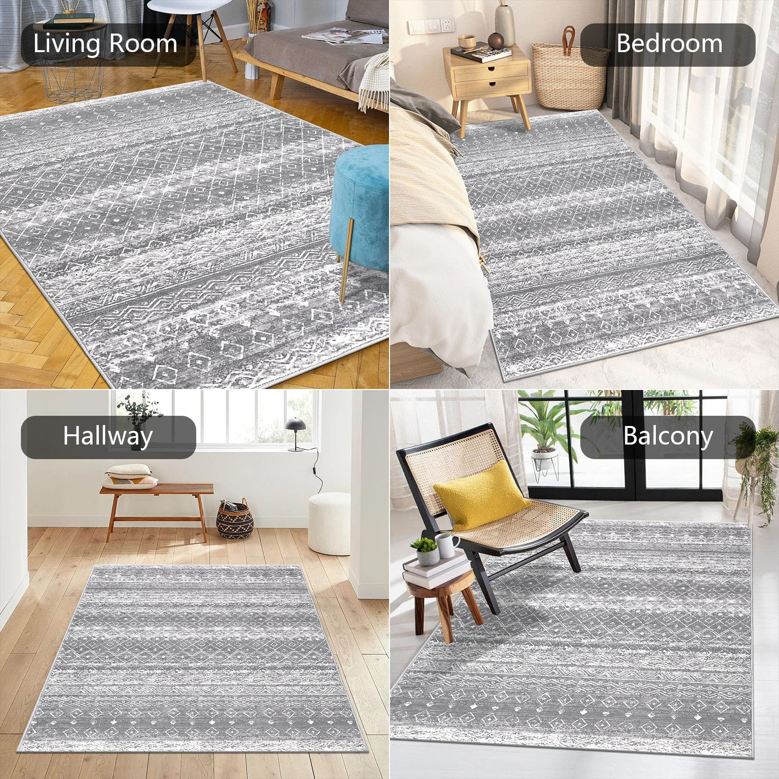 HEBE Washable Area Rug 2x3 Entry Rug Soft Distressed Area Rugs Non Slip Indoor Door Mat Boho Rug Oriental Accent Throw Rug Floor Carpet for Bedroom Kitchen Entryway Bathroom