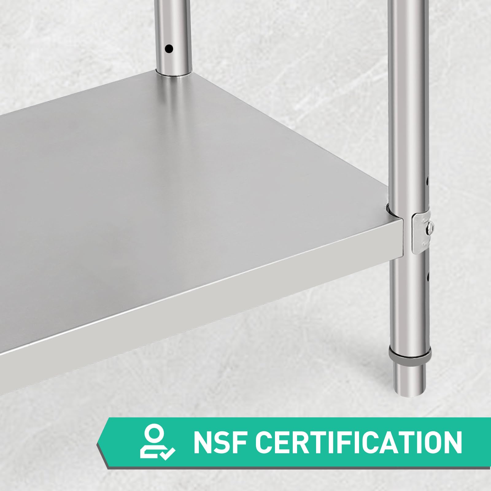 Stainless Steel Table for Prep & Work with Casters Wheel - 30"x24"x35", Double Layer with No Back Panel, NSF Certified Work Table for Kitchen, Garage, Restaurant, and Commercial Use