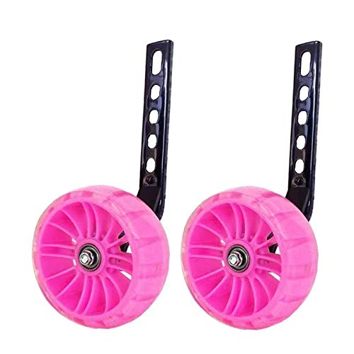 HUWAY training wheels flash mute wheel bicycle stabiliser mounted Kit compatible for bikes of 12 14 16 18 20 Inch, 1 Pair (pink2)