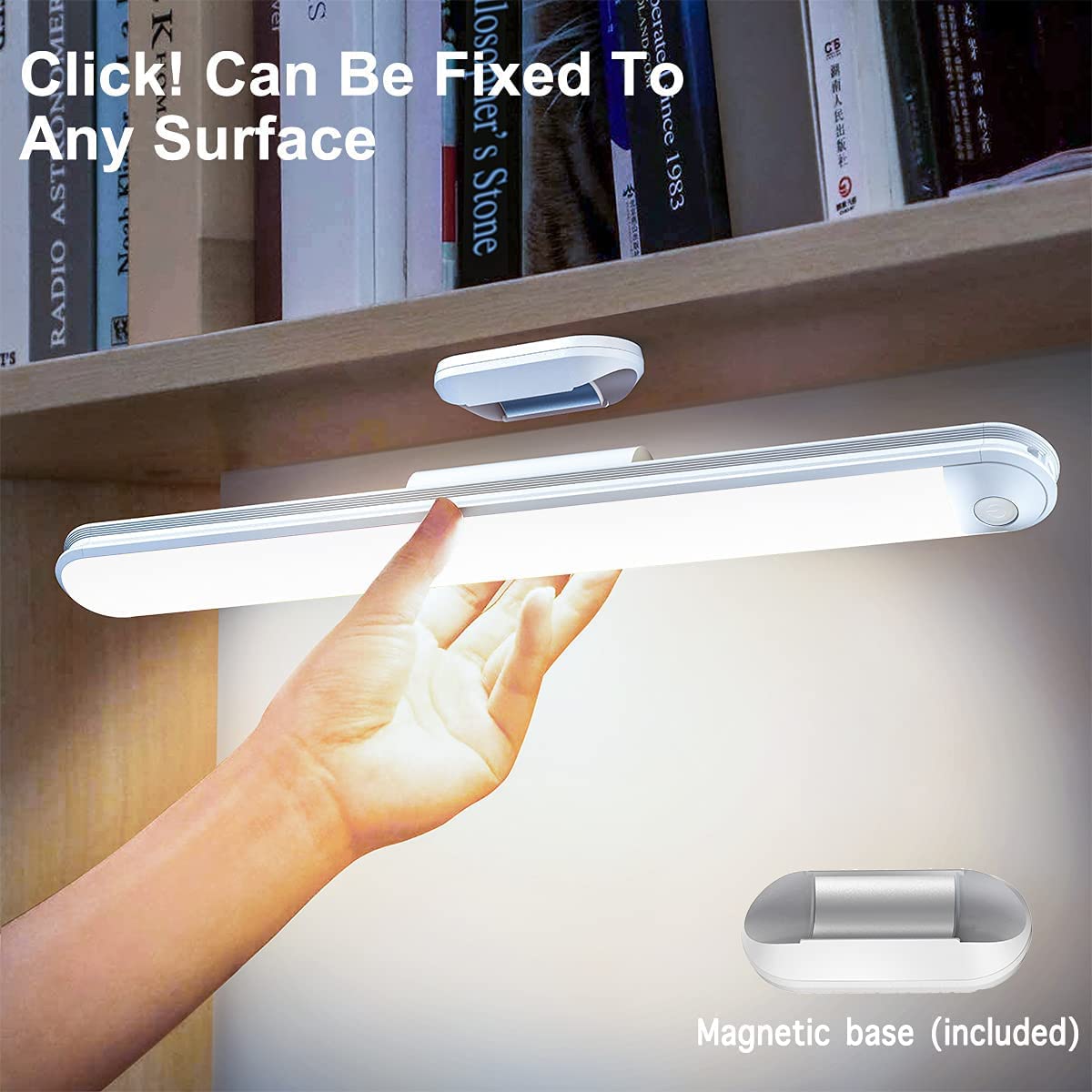 KAGWON Wall Reading Light, 6W 26 LED 2600mah Battery, Stick on Bunk Bed Lamp Dimmable Tap Bar Lights Magnetic Mounted Wireless Under Cabinet Lighting Rechargeable Closet for Vanity Makeup Mirror