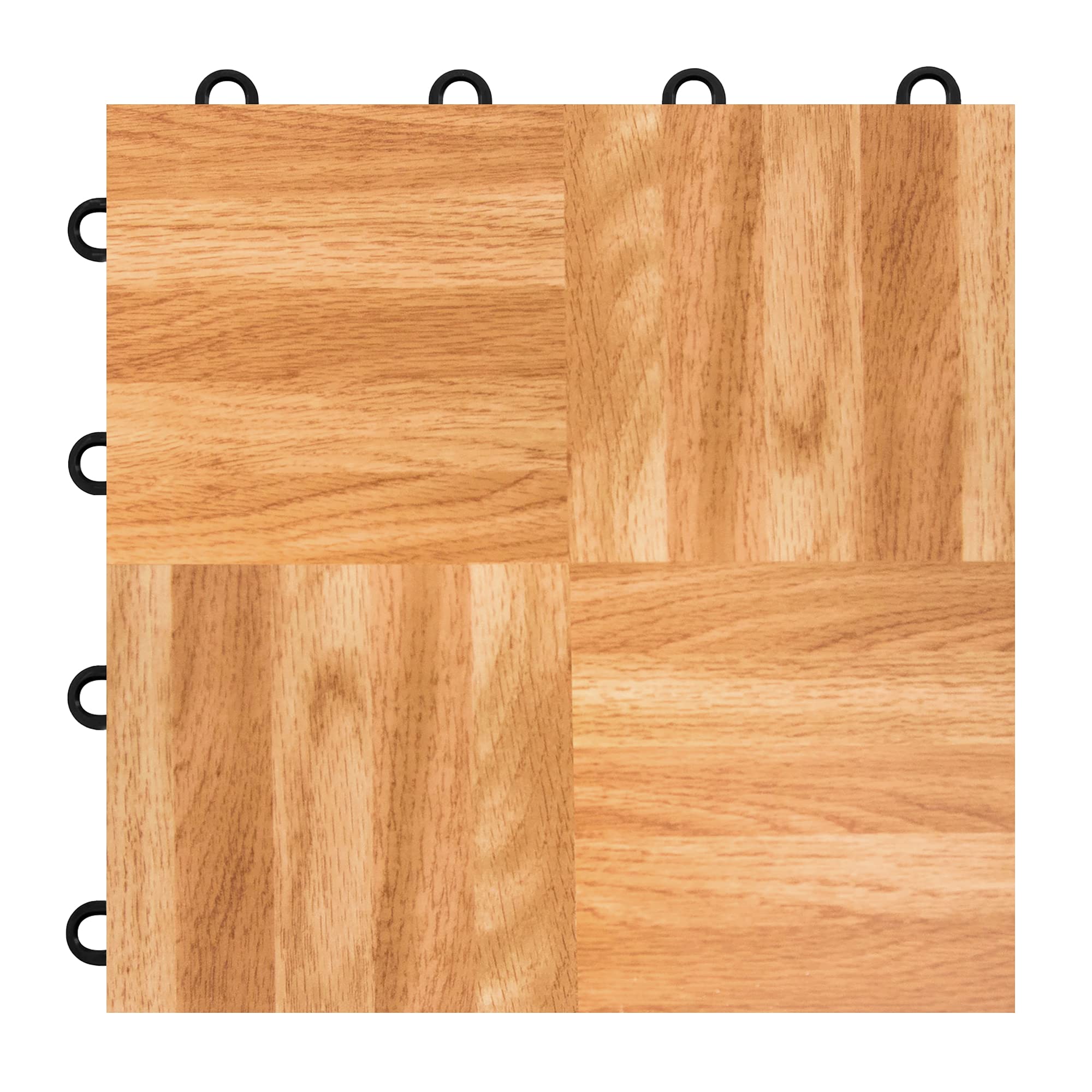 IncStores 3/8" Thick Snap Together Dance Flooring Tiles | 12”x12” Printed Vinyl Dance Floor Tiles for Practice & Performance | Oak | 9 Tile Pack
