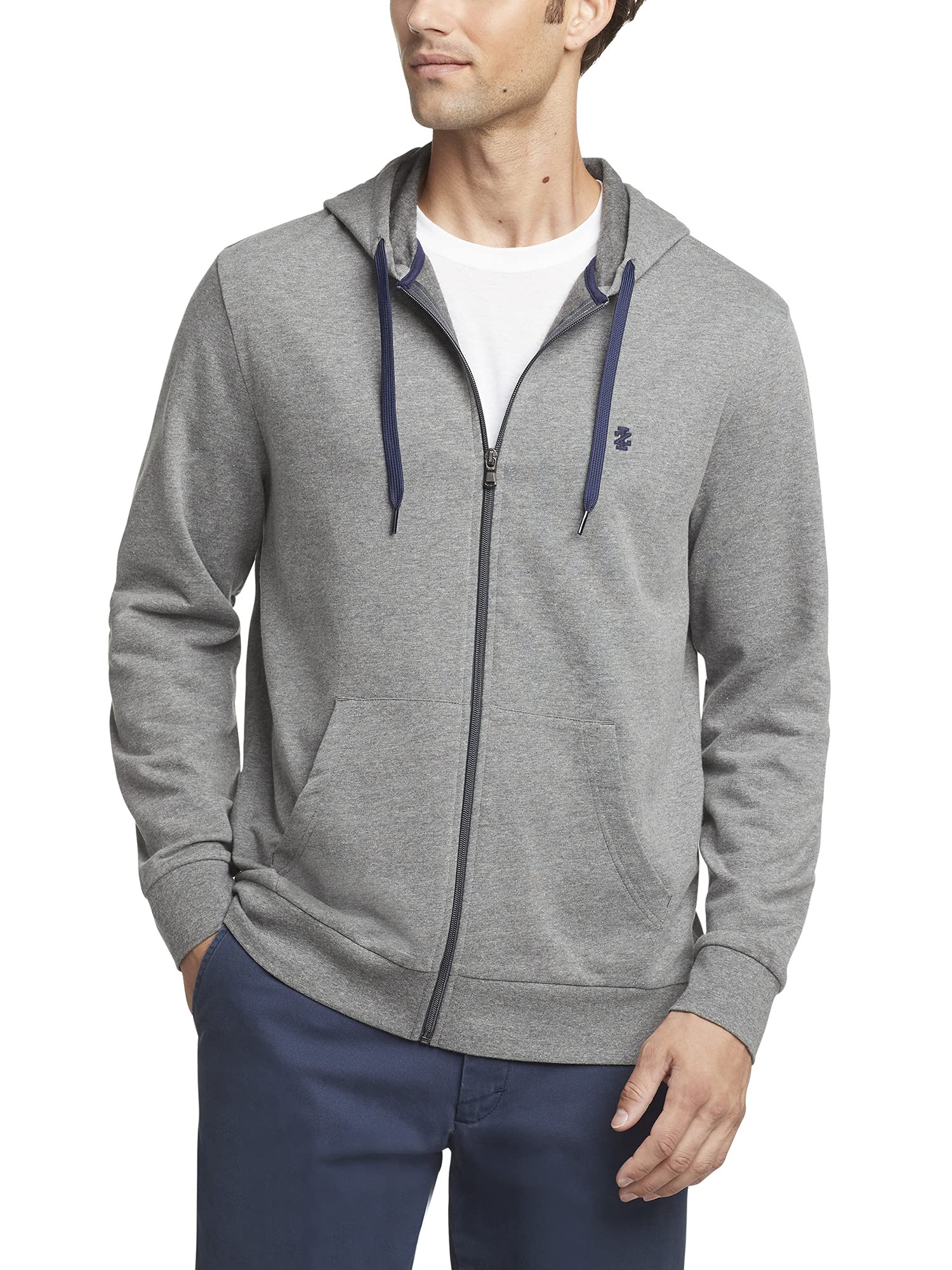 IZOD Men's Nauset Light Full Zip Hoodie Sweatshirt, Carbon Heather, Small