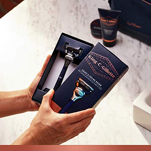 King C. Gillette Shave and Edging Razor for Men, 5 Premium Blades with Precision Trimmer, Gift Set Ideas for Him/Dad
