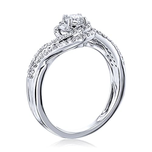 Kobelli Diamond Dual Wave Engagement Ring - white-gold / 10.0