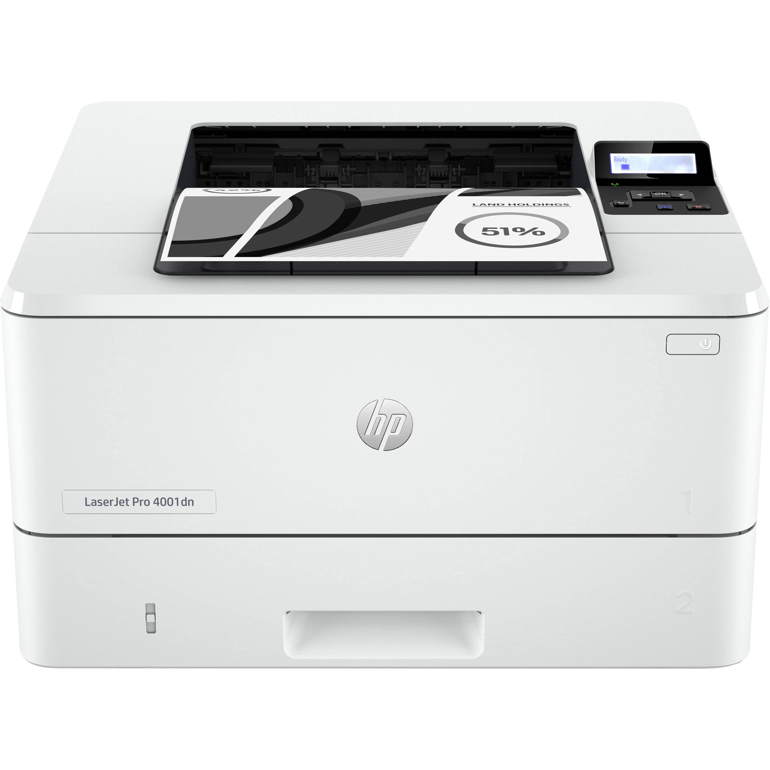 HP Laserjet Pro 4001 dn Single-Function Monochrome Laser Printer, White - Print only - Mobile Printing, 42 ppm, 1200 x 1200 dpi, Auto 2-Sided Printing, 8.5 x 14, Ethernet, Hi-Speed USB