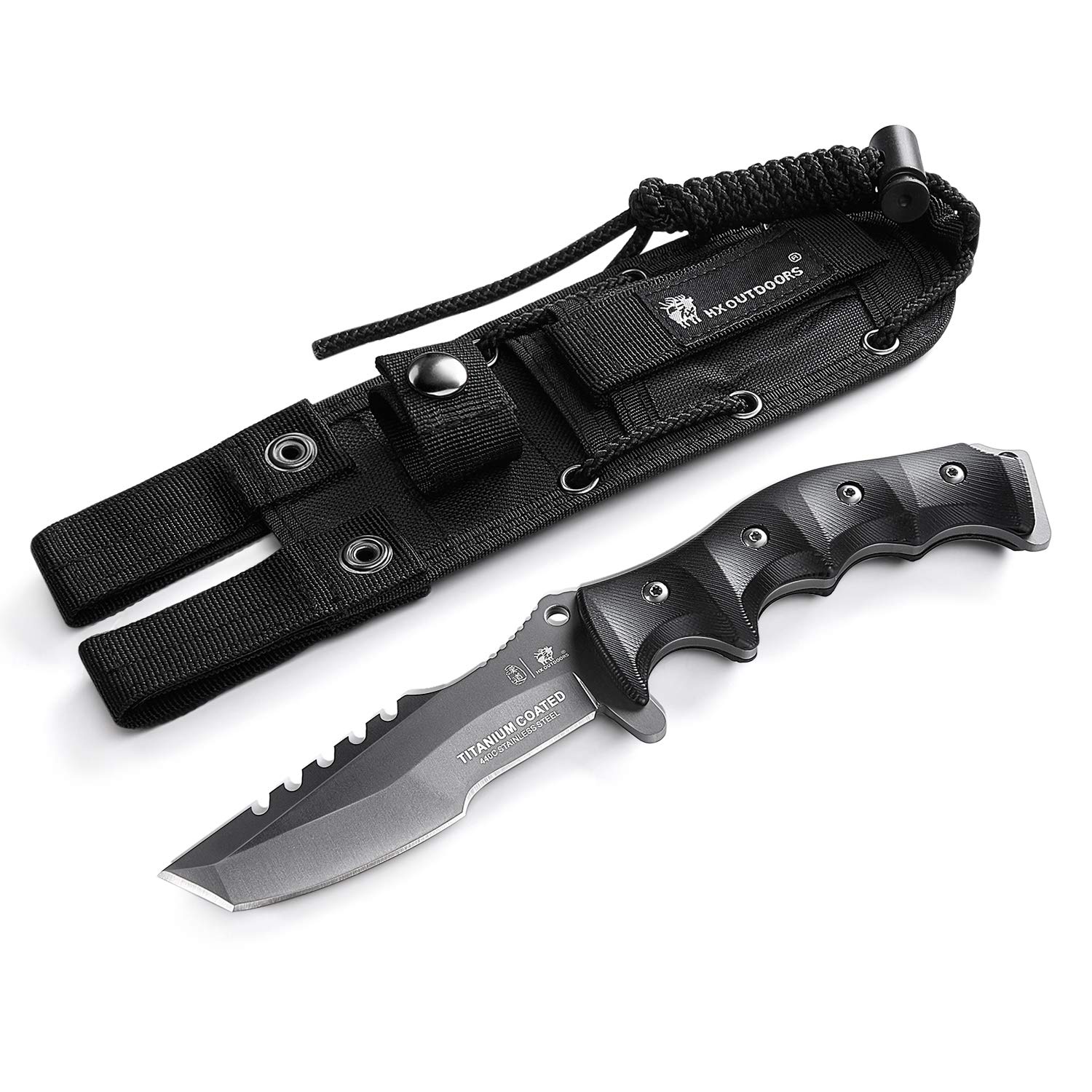 HX OUTDOORS fixed blade knives with molle sheath,full tang Tanto companion knife (D-124)